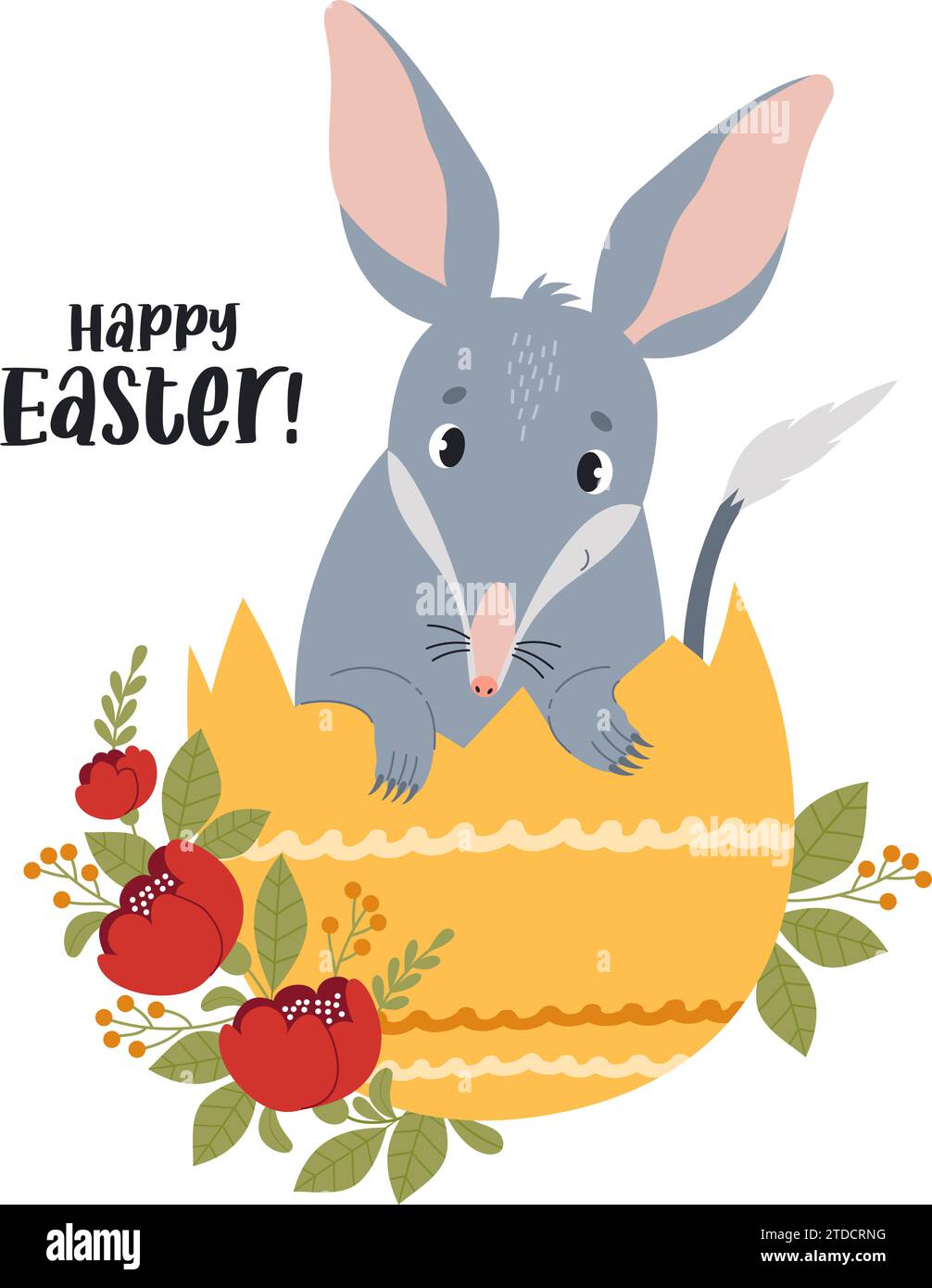 Cute bilby in Easter egg. Australian animal. Easter greeting card ...