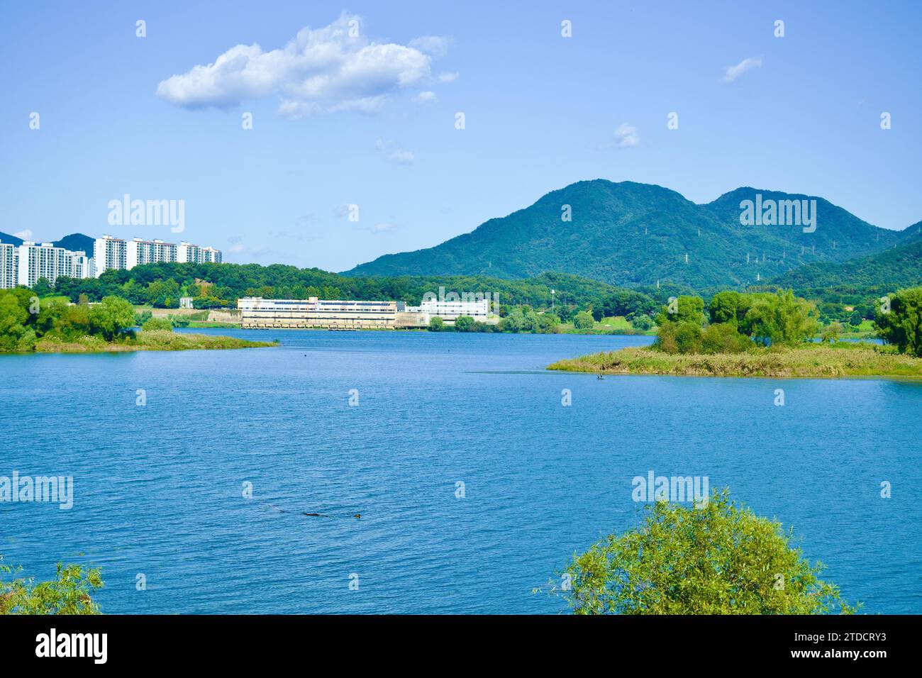 Hanam City, South Korea - October 1, 2023: A panoramic view across the ...