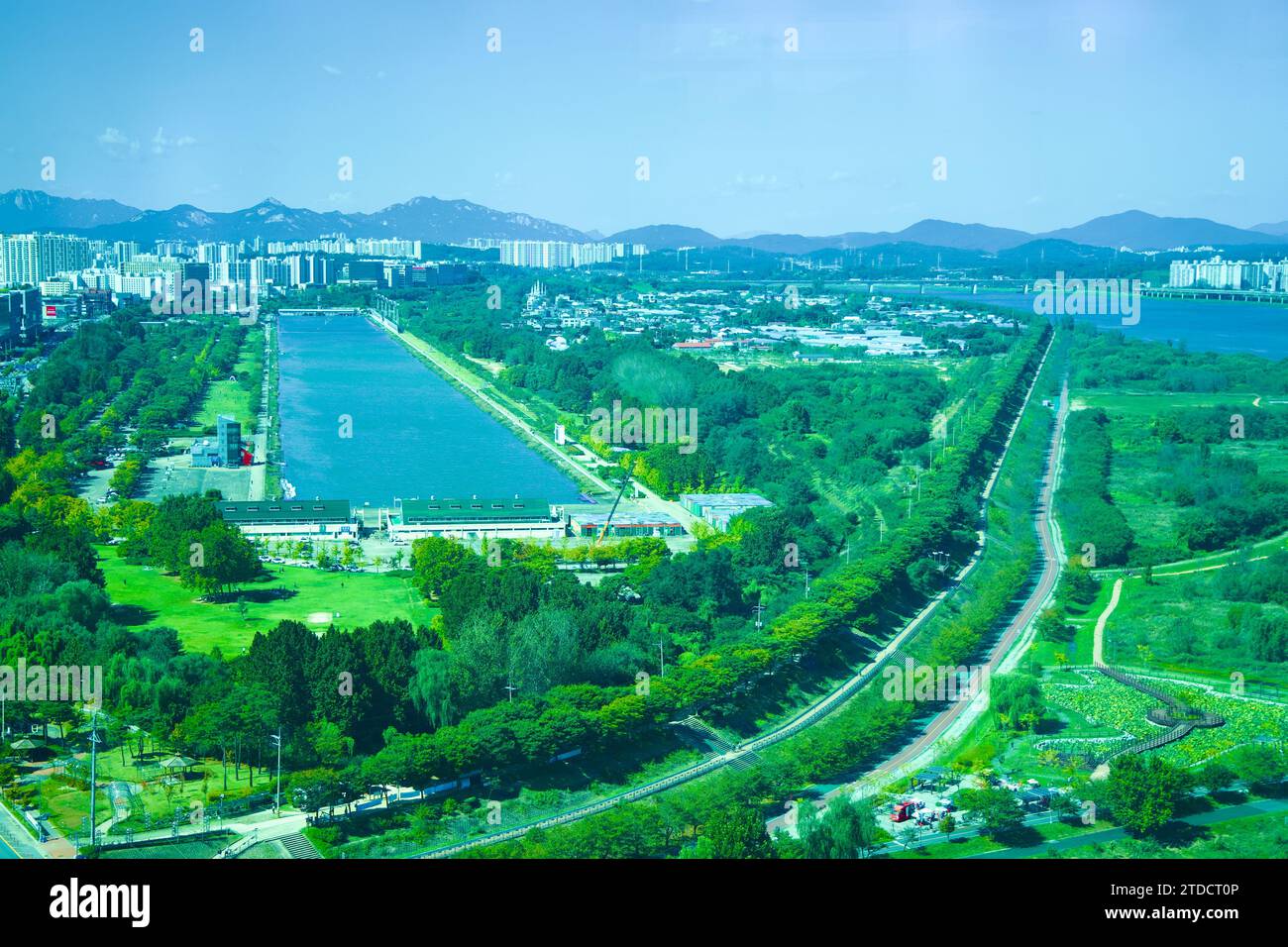 Hanam City, South Korea - October 1, 2023: A broad aerial perspective ...