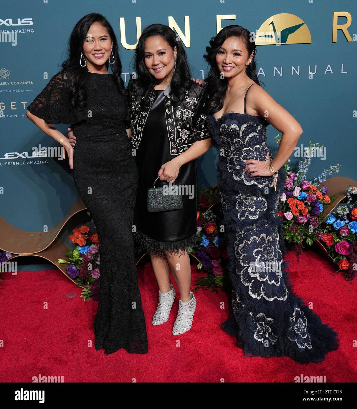 Los Angeles, USA. 16th Dec, 2023. (L-R) Deedee Magno Hall, Joan Almedilla and Jennifer Paz at ...