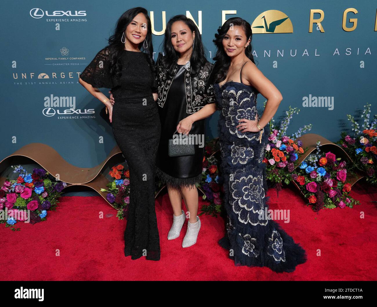 Los Angeles, USA. 16th Dec, 2023. (L-R) Deedee Magno Hall, Joan Almedilla and Jennifer Paz at ...