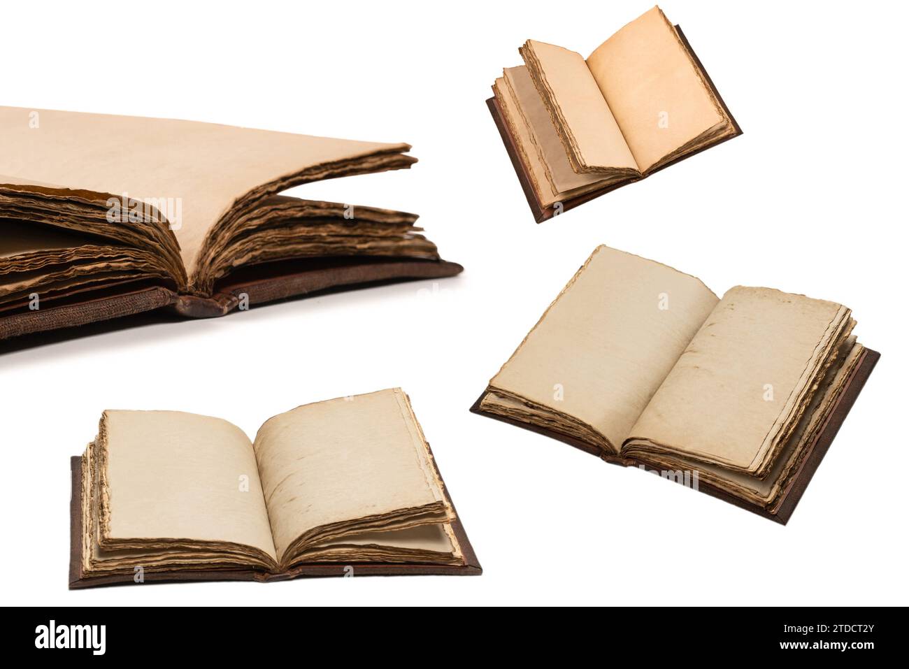 An open empty old notebook isolated on a white background. Copy space ...