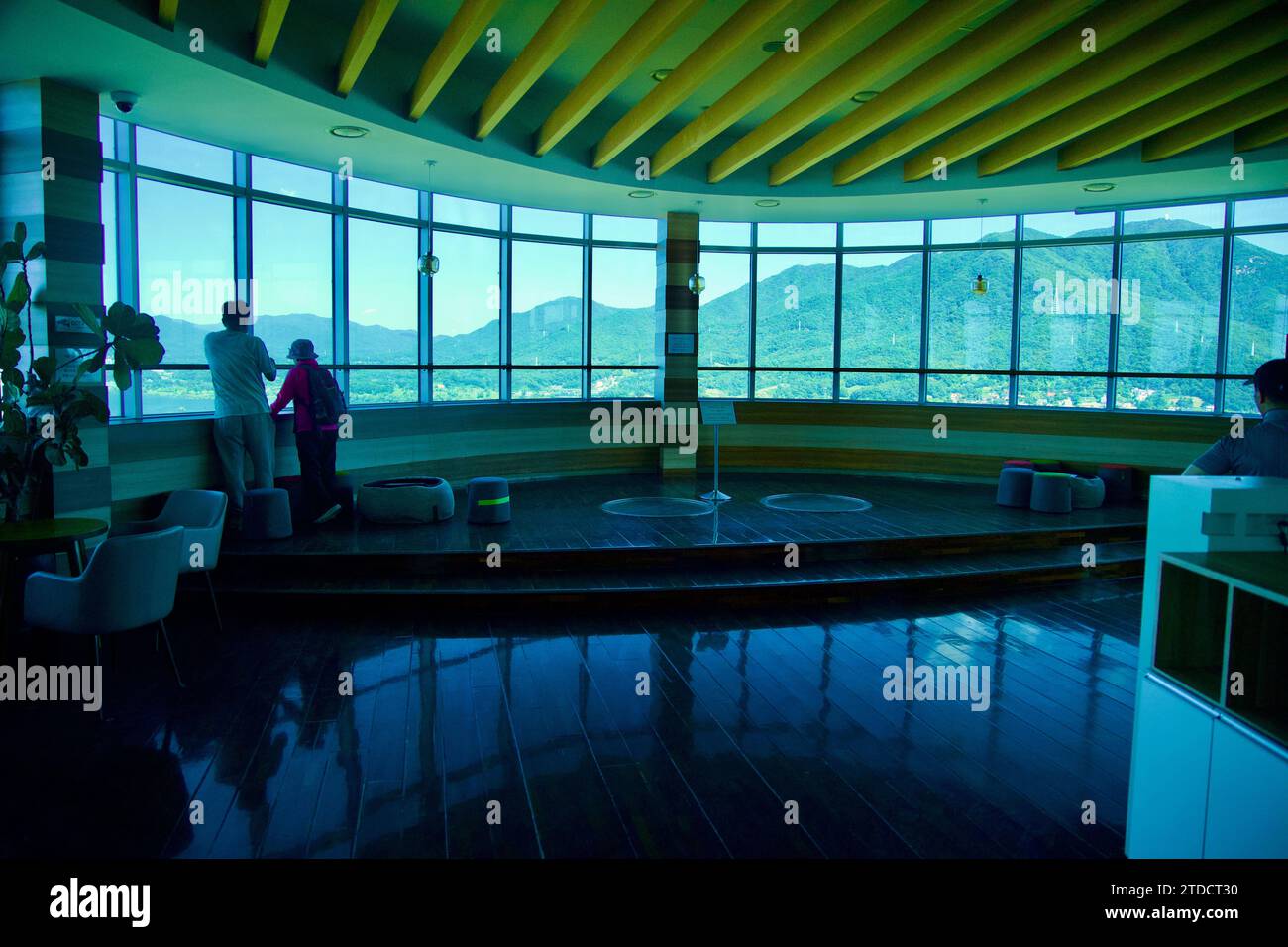 Hanam City, South Korea - October 1, 2023: Visitors gaze out from the ...