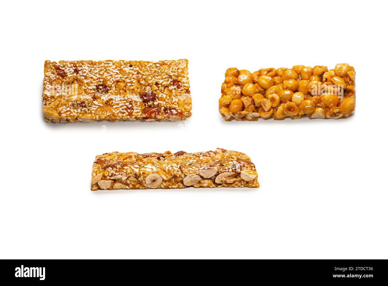 Bar with mix of nuts isolated on a white background. Top view Stock ...