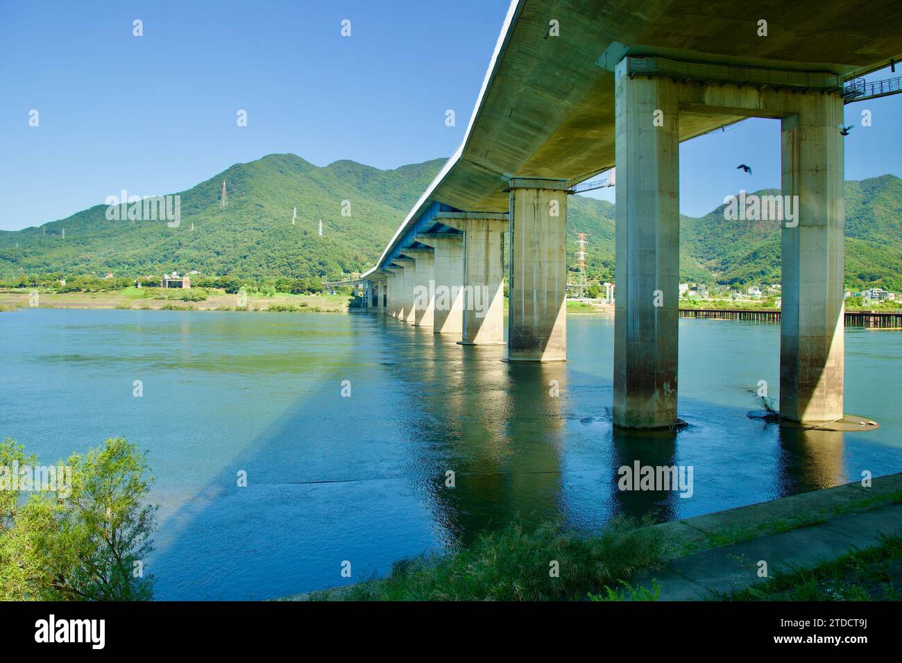 Hanam City, South Korea - October 1, 2023: Looking up at Paldang Bridge ...