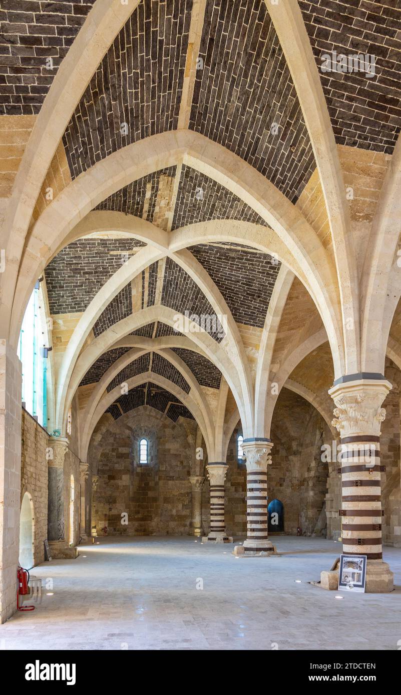 Syracuse, Sicily, Italy - February 16, 2023: Internal main hall of Castello Maniace Castle ...