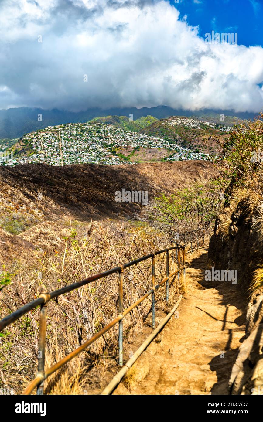 Diamond Head Lookout Trail on Oahu Island in Hawaii Stock Photo - Alamy