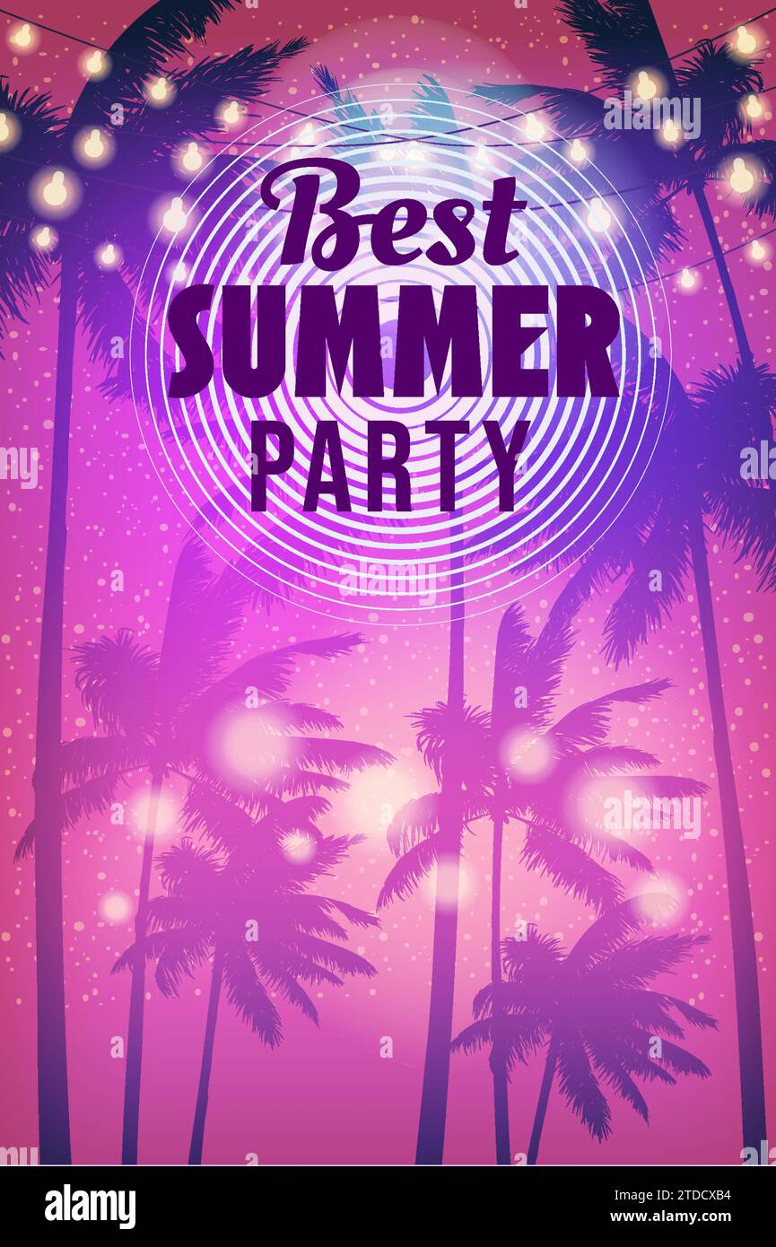Summer Party Night Beach Poster Template Design, Palms Party , Flyer ...