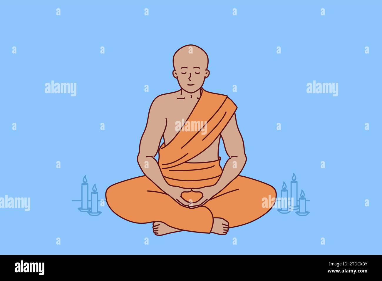 Shaolin Monk Meditating Drawing