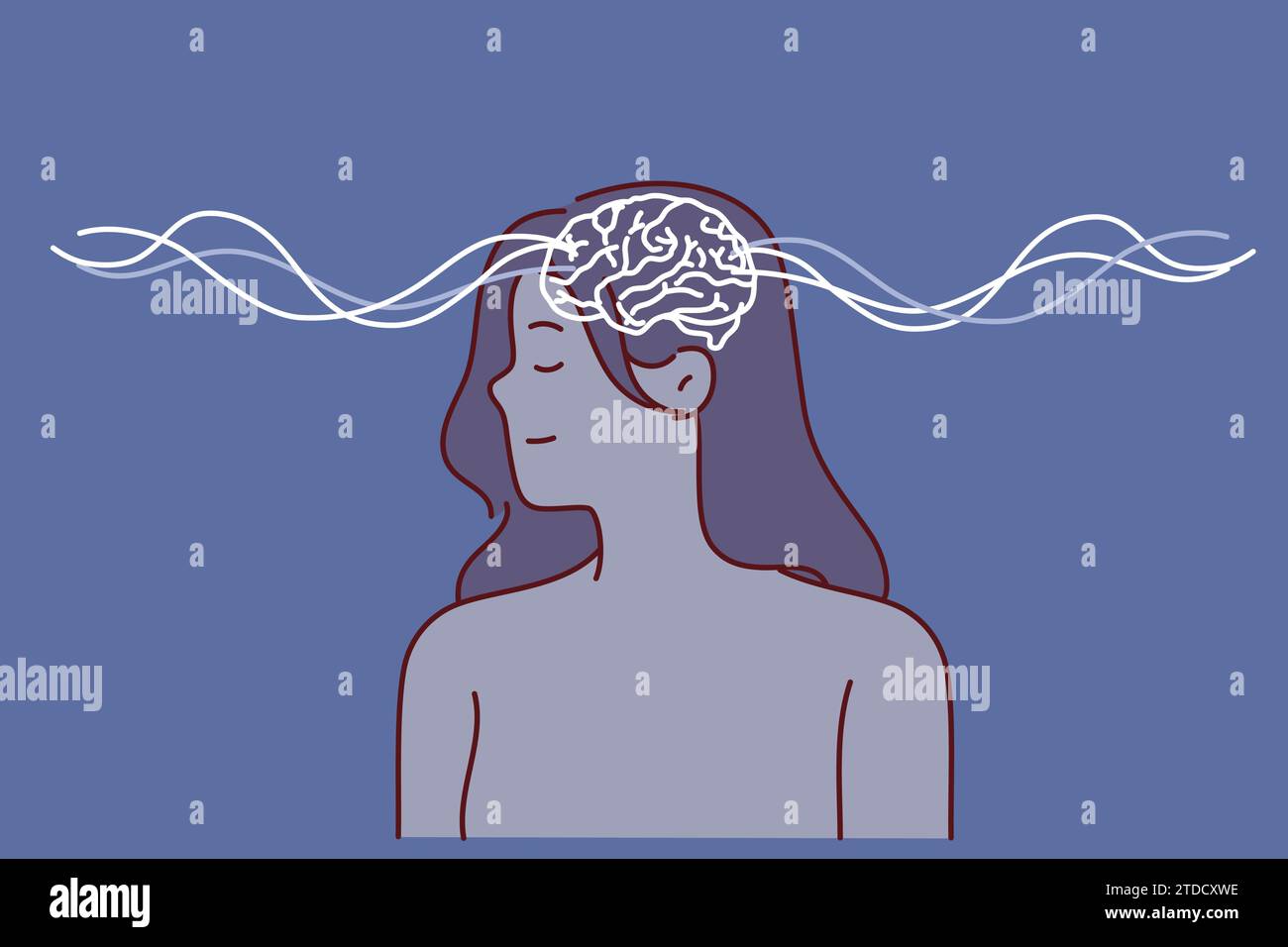 Woman uses telepathy or telekinesis, posing with waves spreading from ...