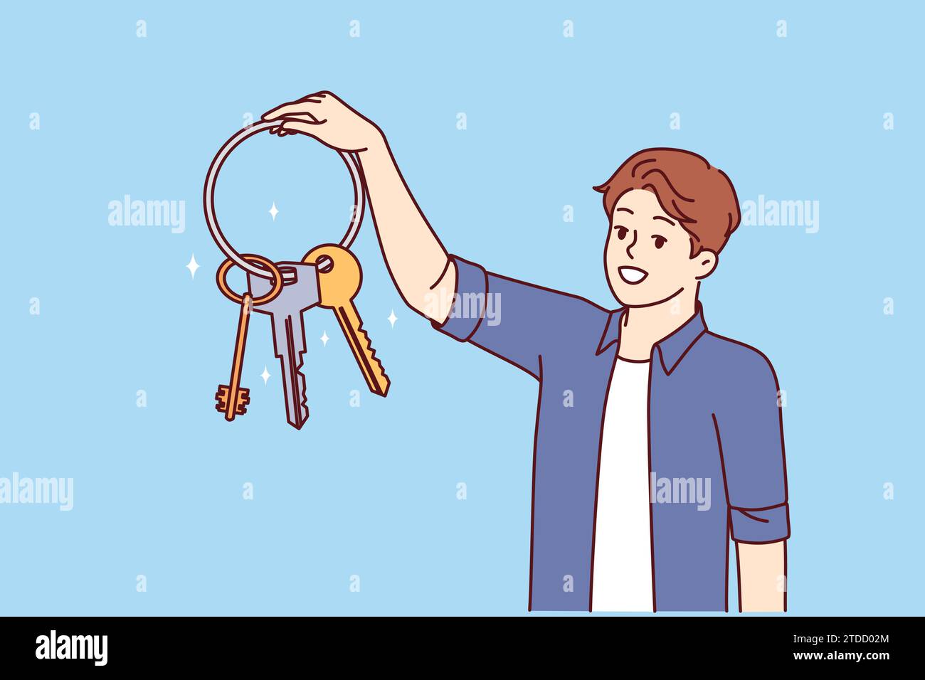 Man holds bunch of keys from entrance to house and garage or safe and ...