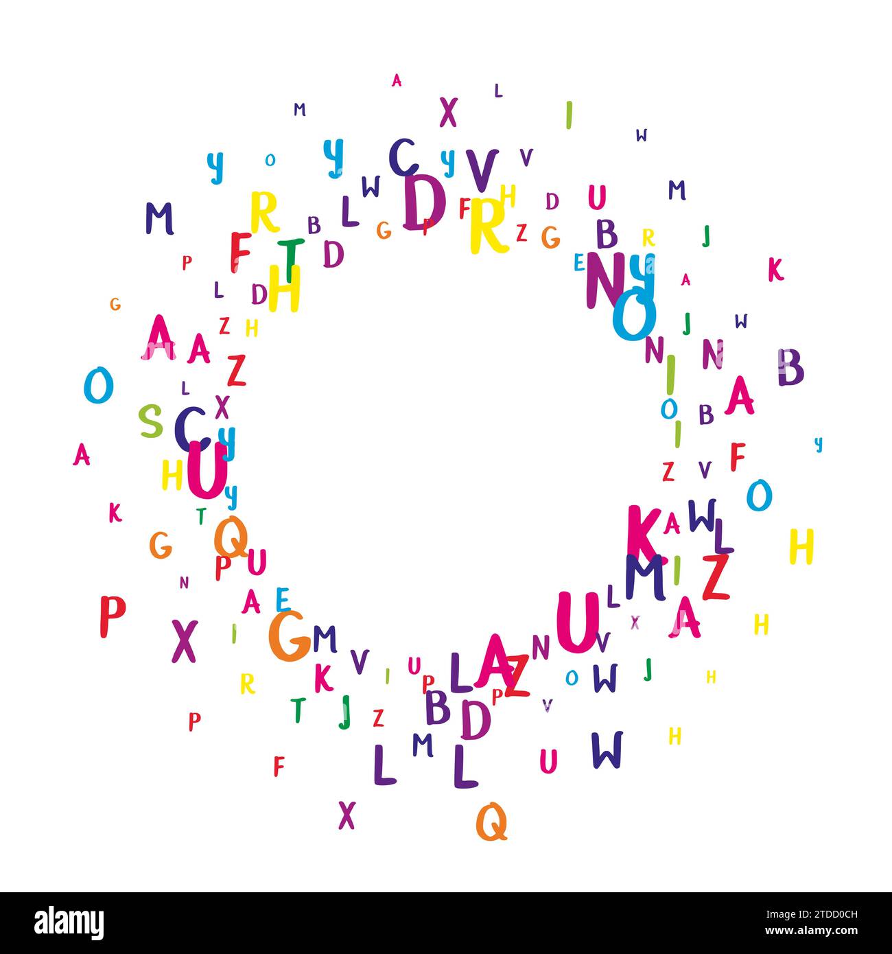 Scattered letters of latin alphabet. Colorful childish floating ...
