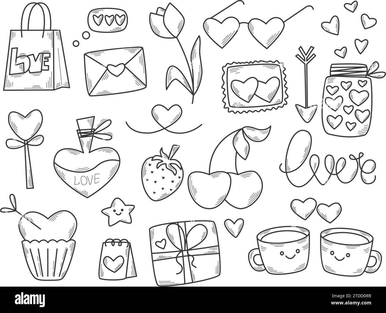 Valentine doodle sketch style set Stock Vector Image & Art - Alamy