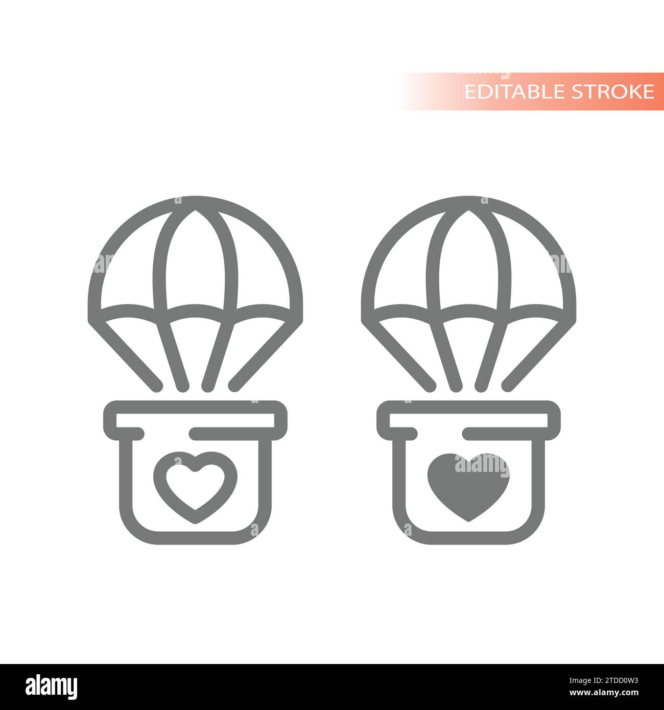 Humanitarian aid or help line vector icon. Charity parachute outline symbol Stock Vector Image ...