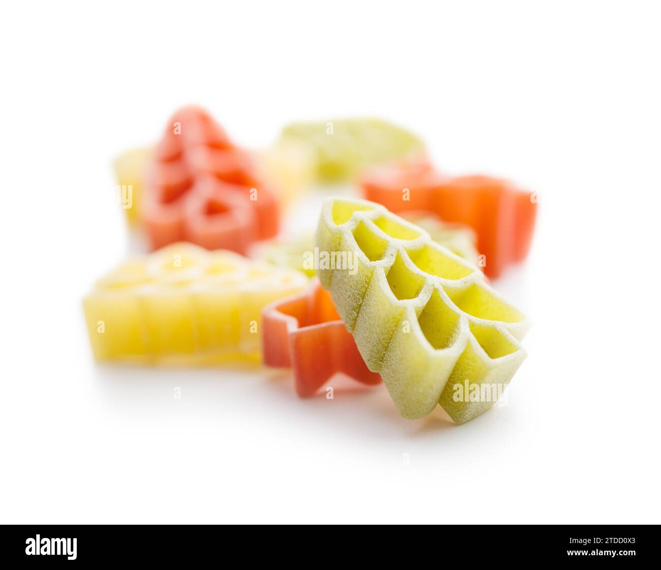 Uncooked raw pasta. Various Christmas shapes. Pasta isolated on the ...