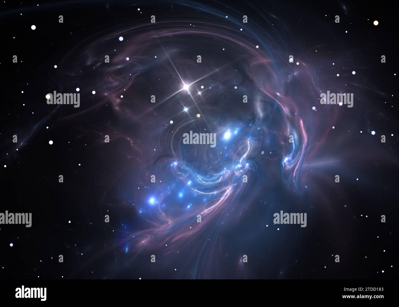 Nebula. Cloud of gas and dust blocks the light of distant stars, 3d ...
