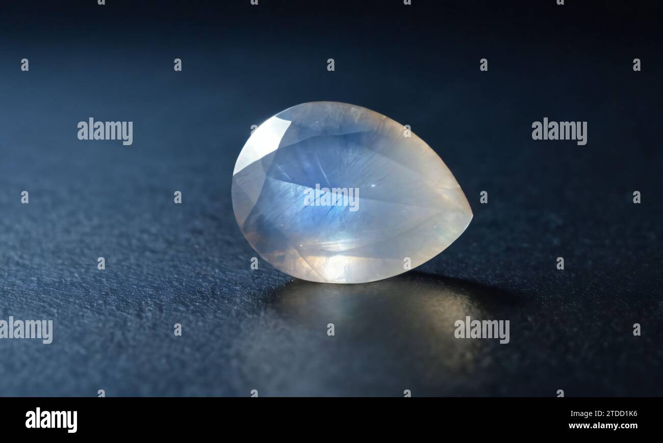 Natural precious moonstone on a dark gray background. Natural stone ...