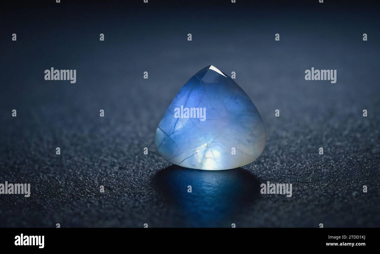 Natural precious moonstone on a dark gray background. Natural stone ...