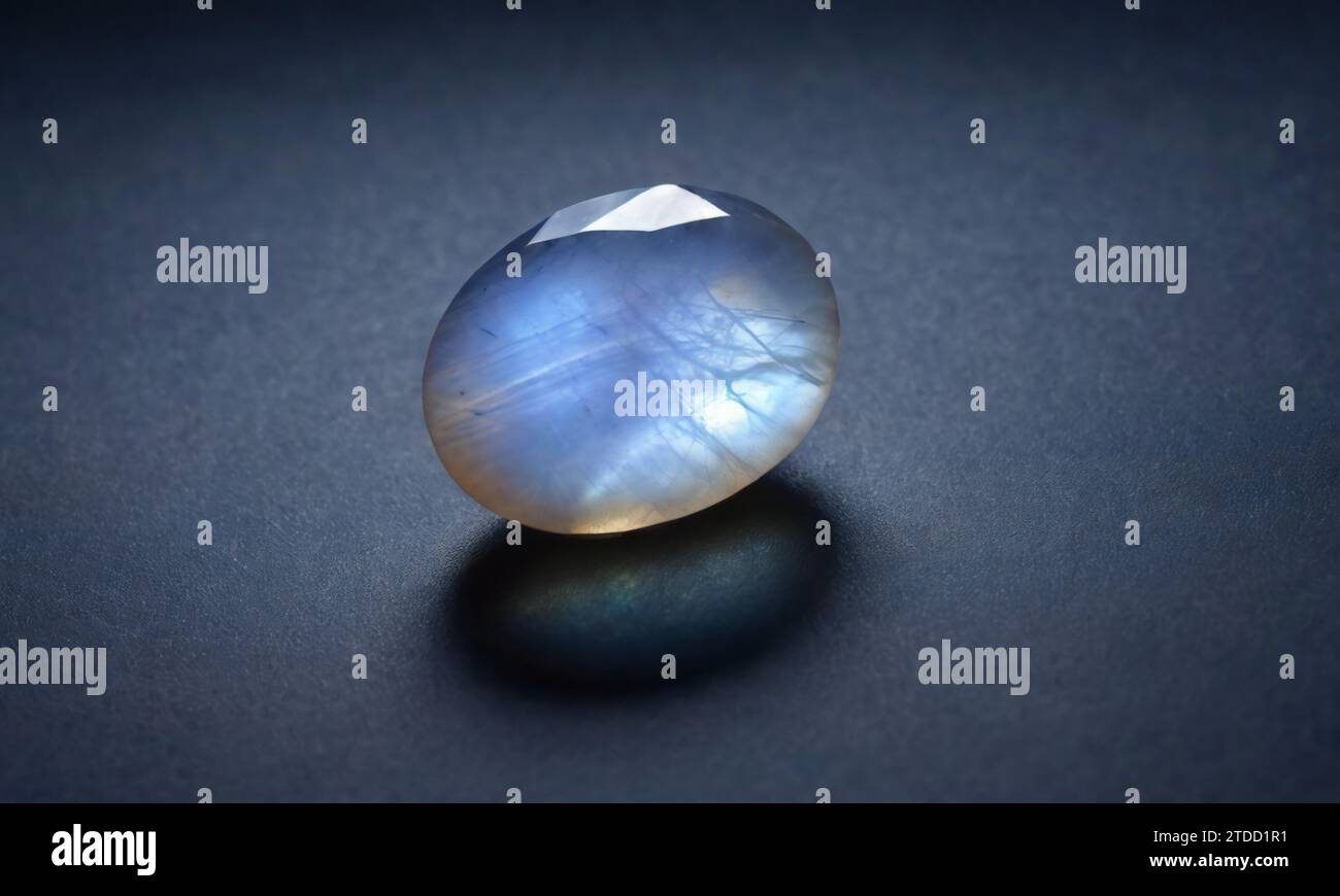 Natural precious moonstone on a dark gray background. Natural stone ...
