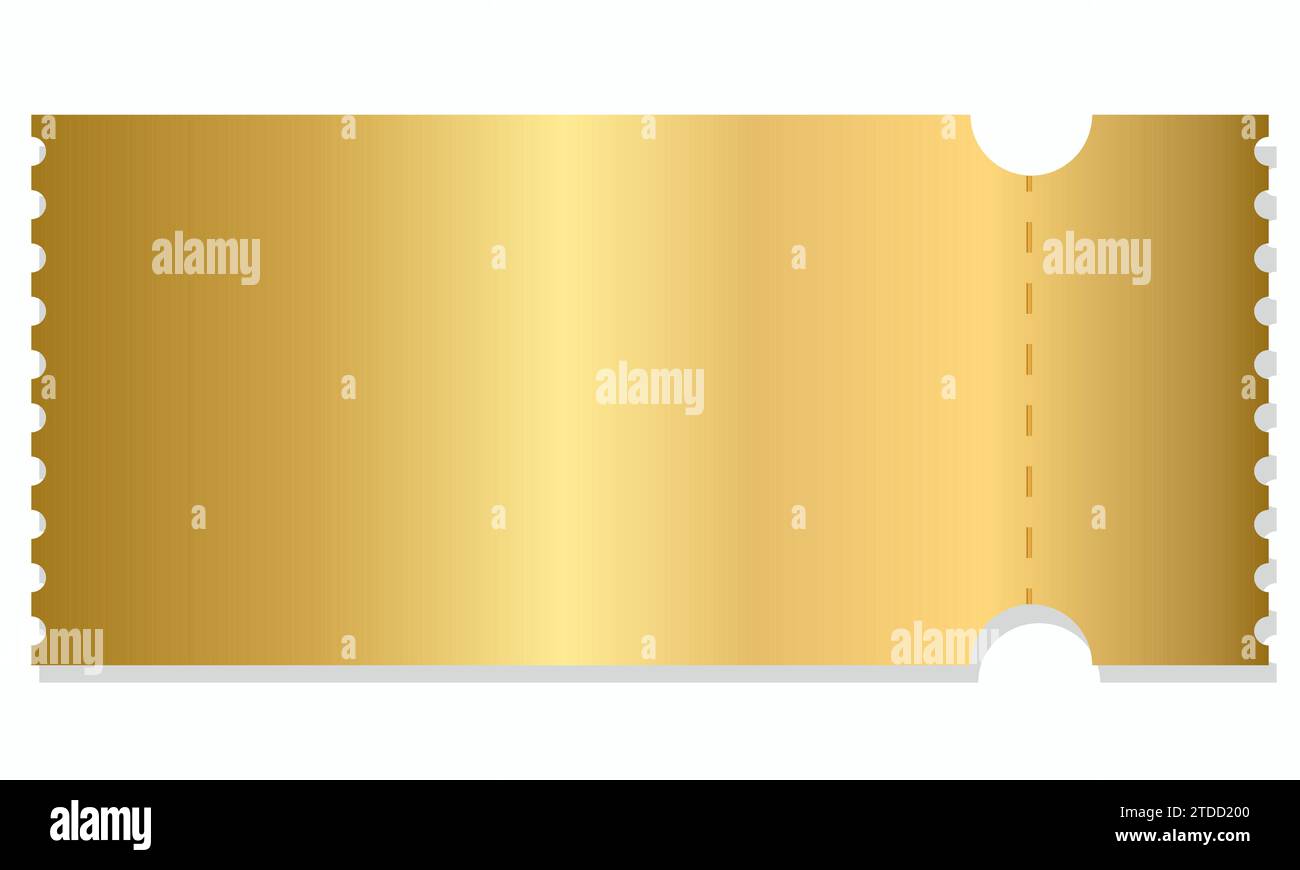 blank golden coupon or ticket. Golden sticker discount template. Vector ...
