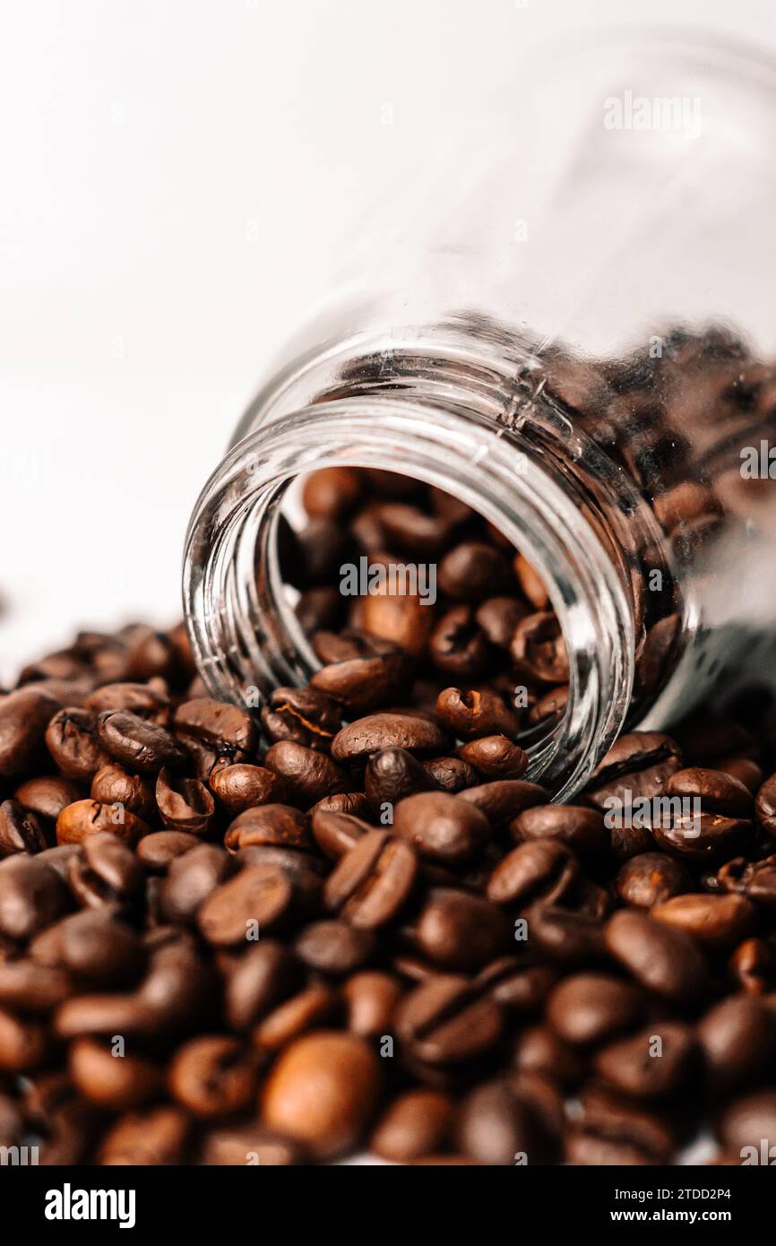 Coffee Beans Spilling Cafe Drink Stock Photo - Alamy