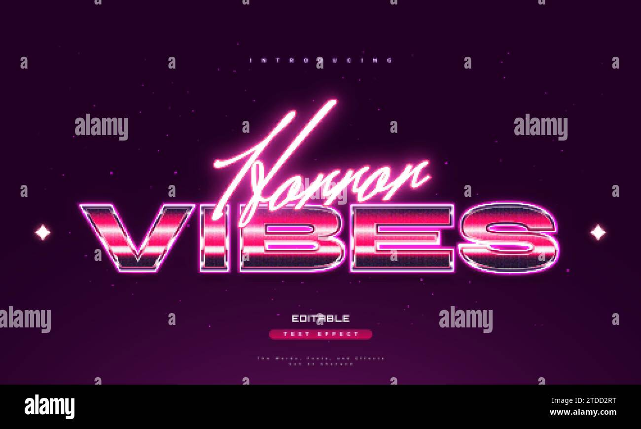 Colorful 80s Retro Text Style with Glowing Neon Effect Stock Vector ...