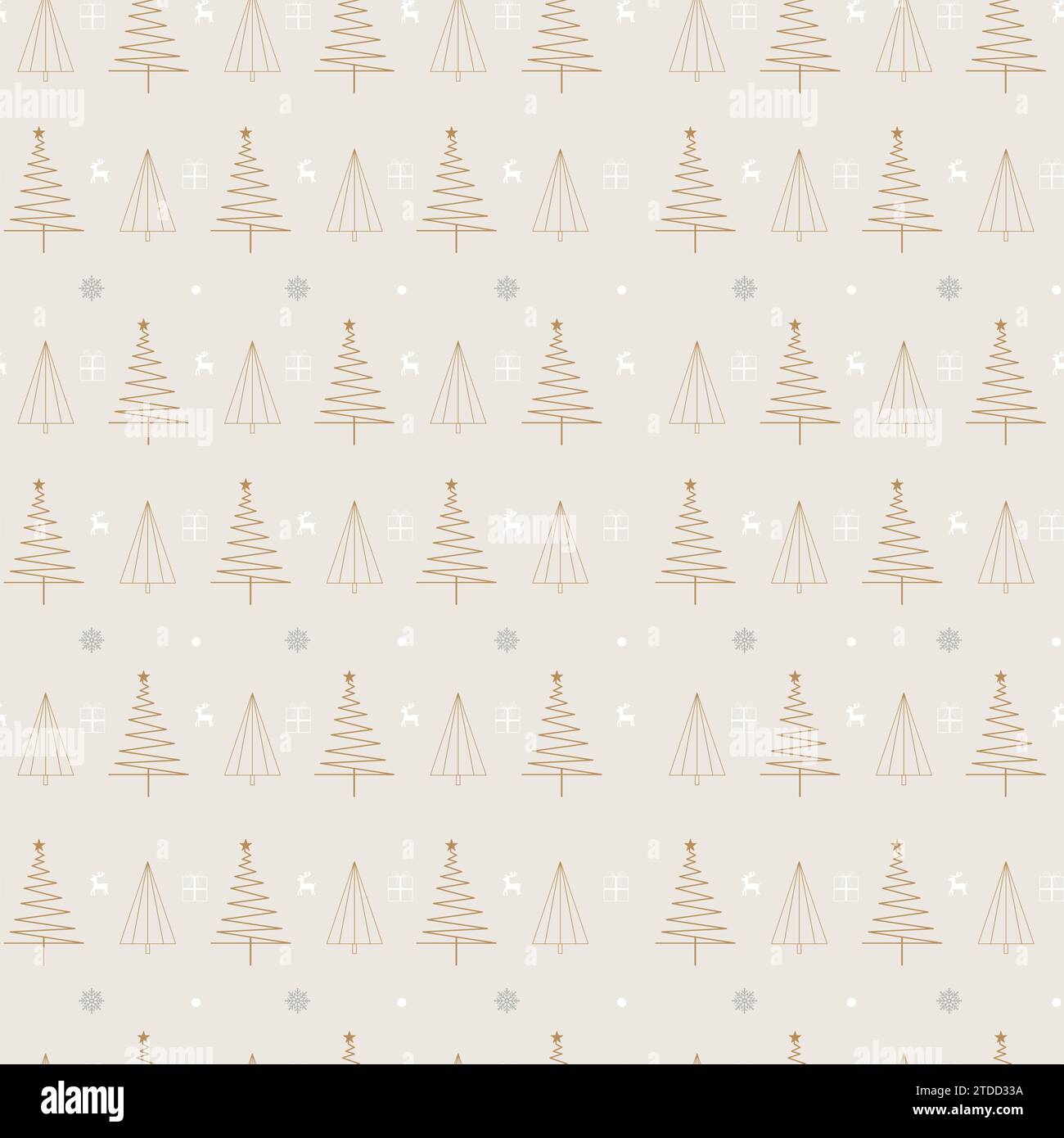 Christmas tree seamless pattern on beige color background, vector ...