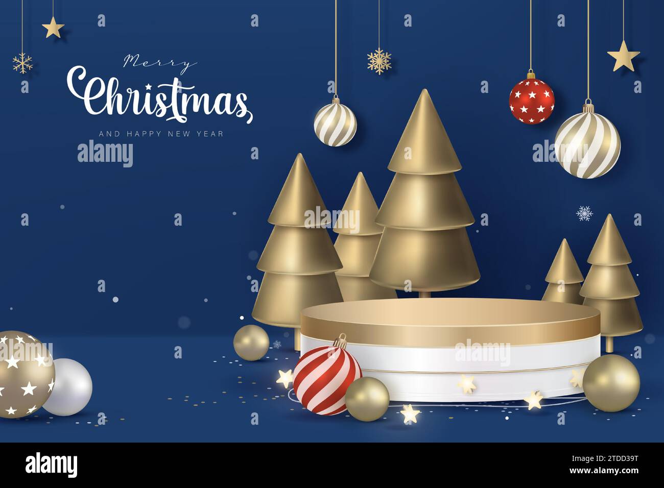 Round Christmas stage podium design for product display in blue ...