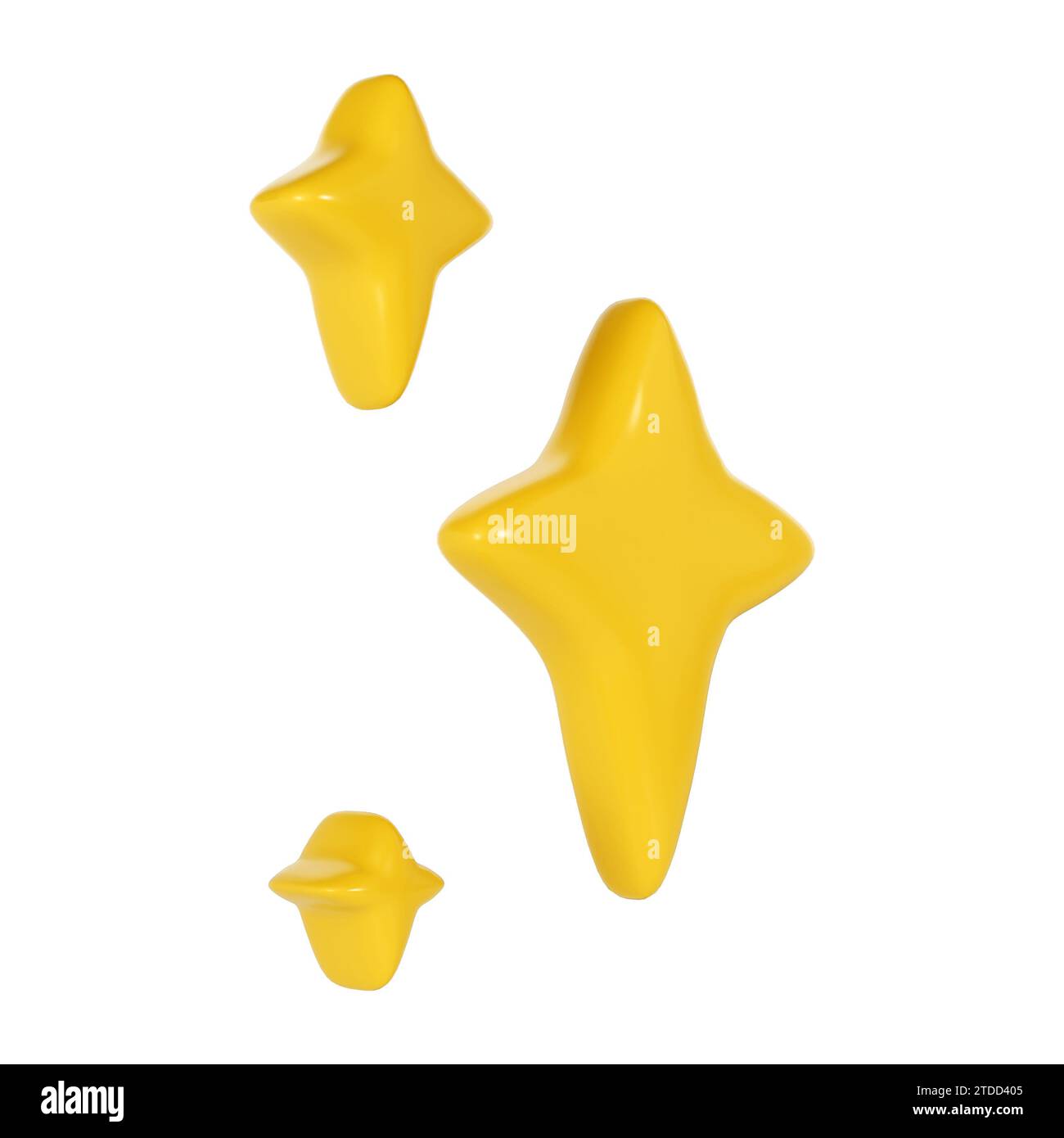 3d winter yellow Christmas stars sparkle. Cute shiny star shaped object ...