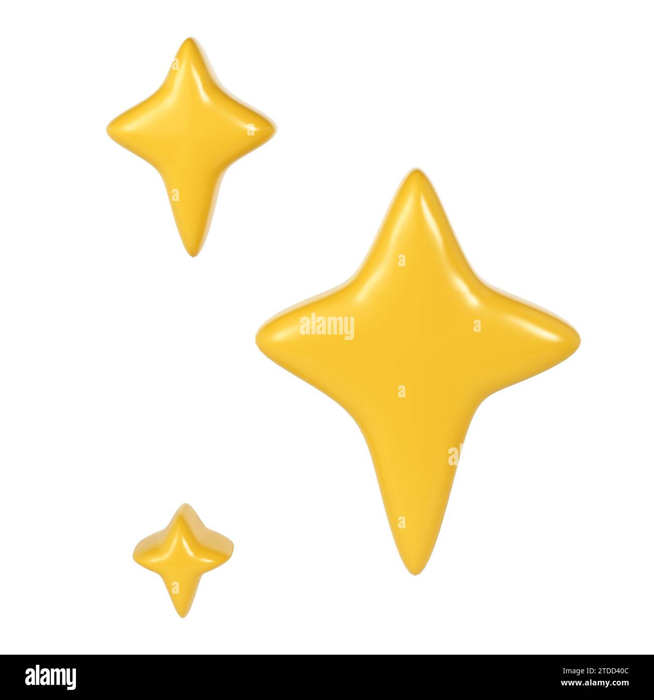 3d winter yellow Christmas stars sparkle. Cute shiny star shaped object ...