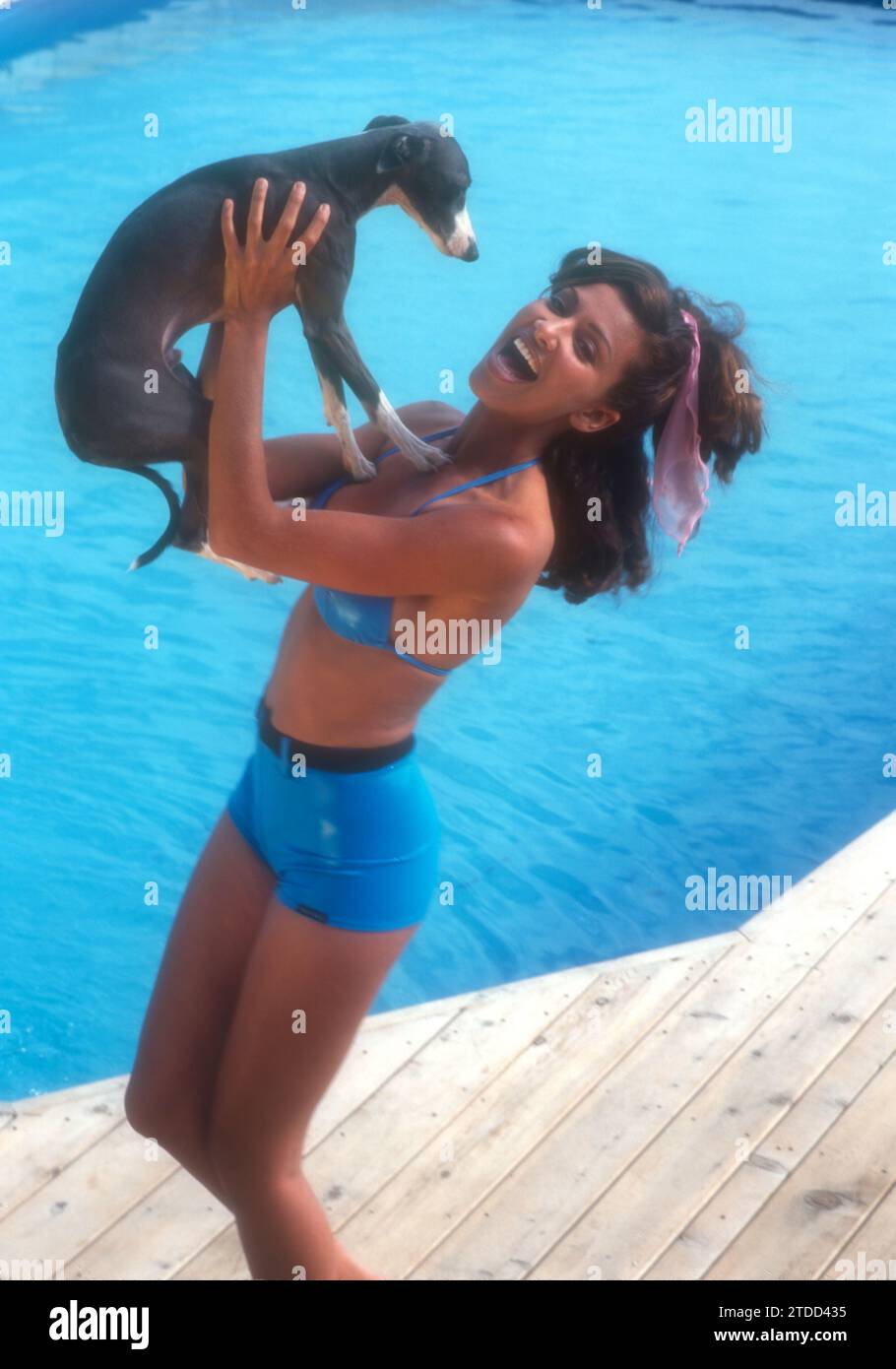 Los Angeles, California, USA 27th July 1996 (Exclusive) Actress/Singer Idalis DeLeon and her dog ...