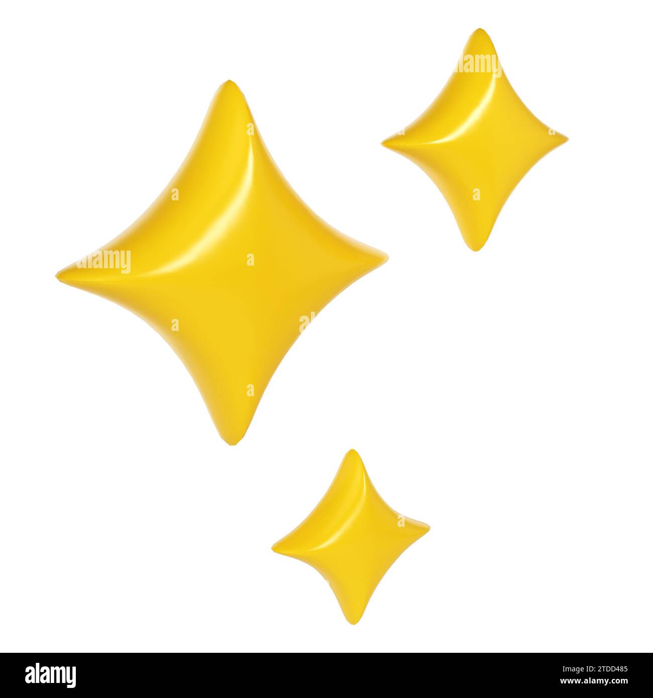 3d winter yellow Christmas stars sparkle. Cute shiny star shaped object ...