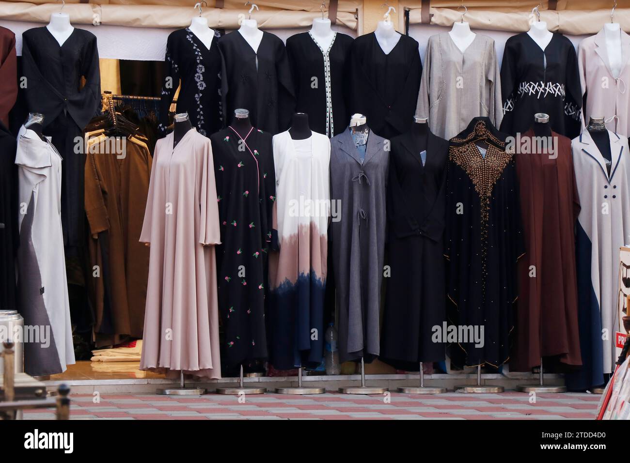 traditional arabic women dress cloth displayed in a shop in dubai ...
