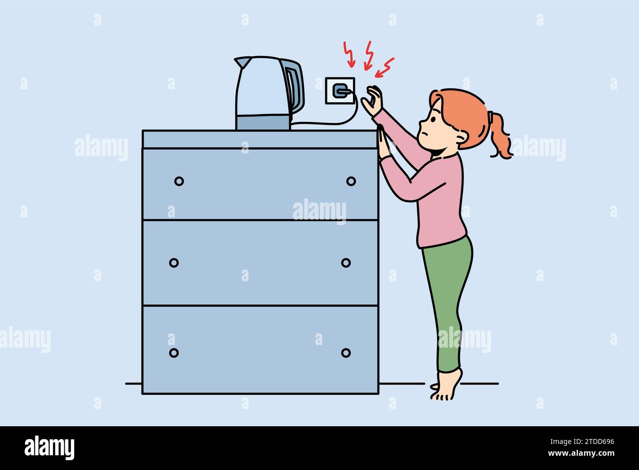 Little girl reaches for socket of electric kettle, risking being burned ...