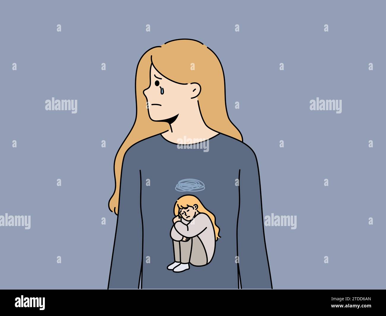 Girl in depression standing in Stock Vector Images - Alamy
