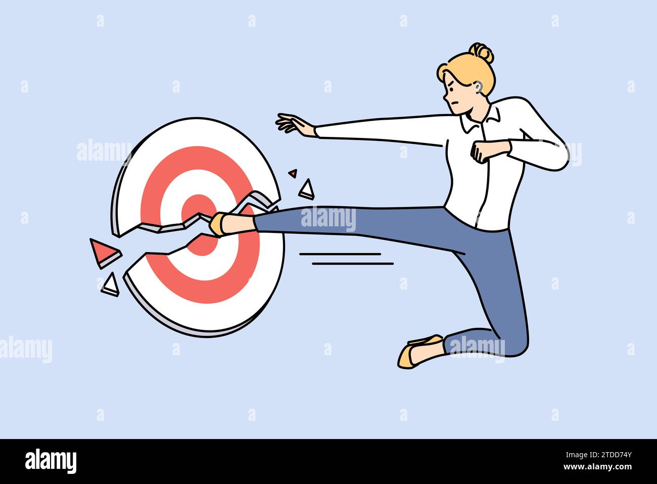 Business woman kicks target showing strength and ambition to achieve ...