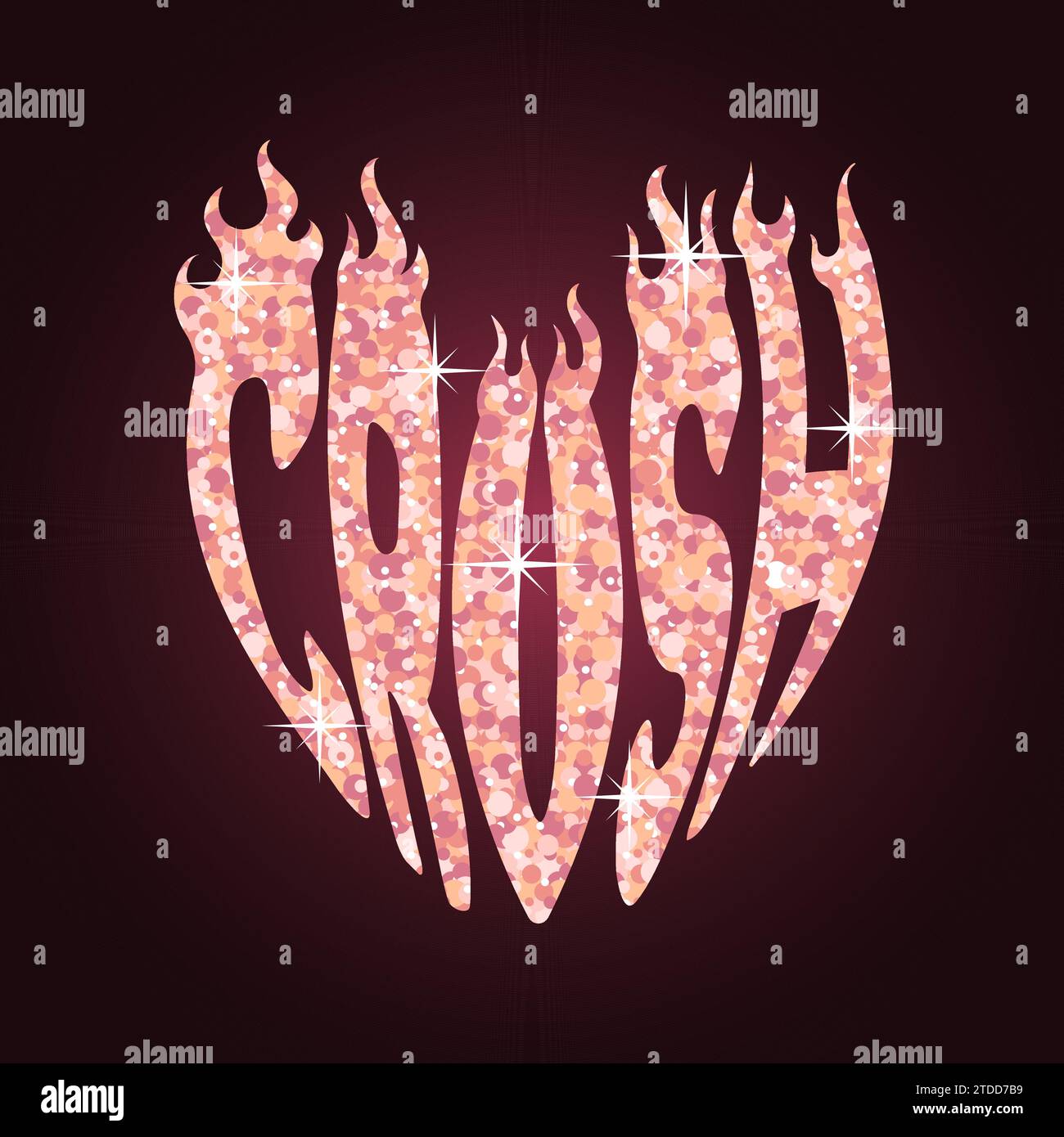 Crush. Sparkling inscription made of sparkles, in the shape of a heart ...