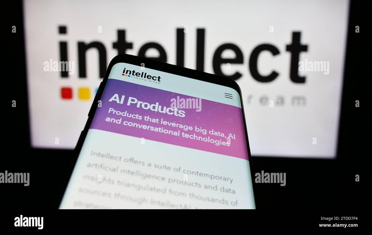 Smartphone with website of Indian financial company Intellect Design ...