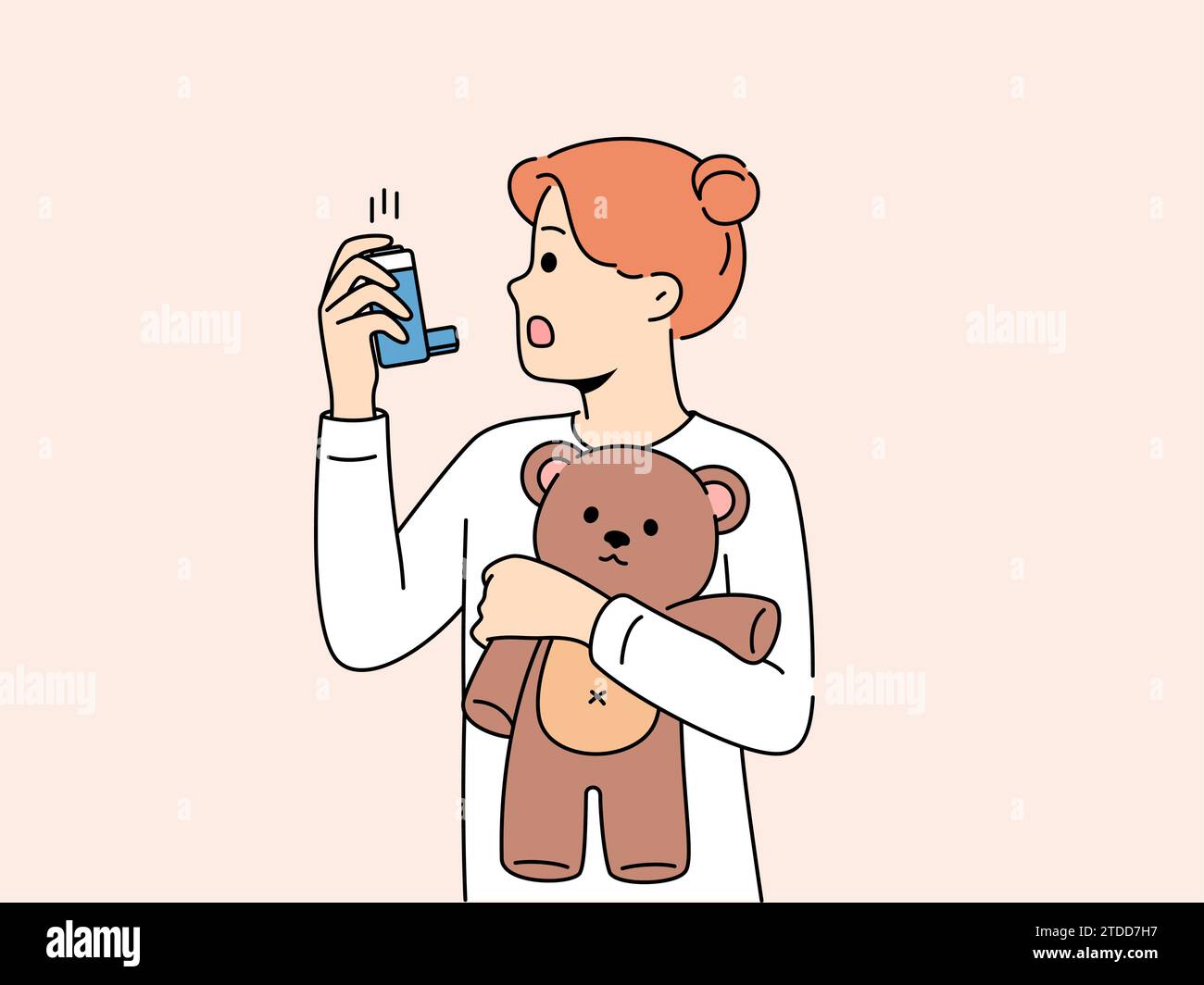 Little girl with asthma uses inhaler to restore breathing during attack ...