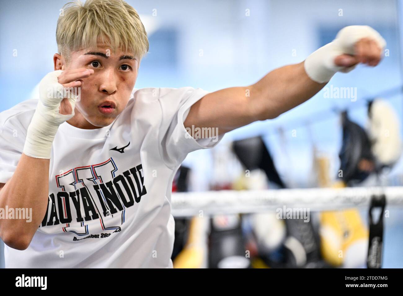 Naoya Inoue of Japan trains during a public workout at Ohhashi Boxing ...