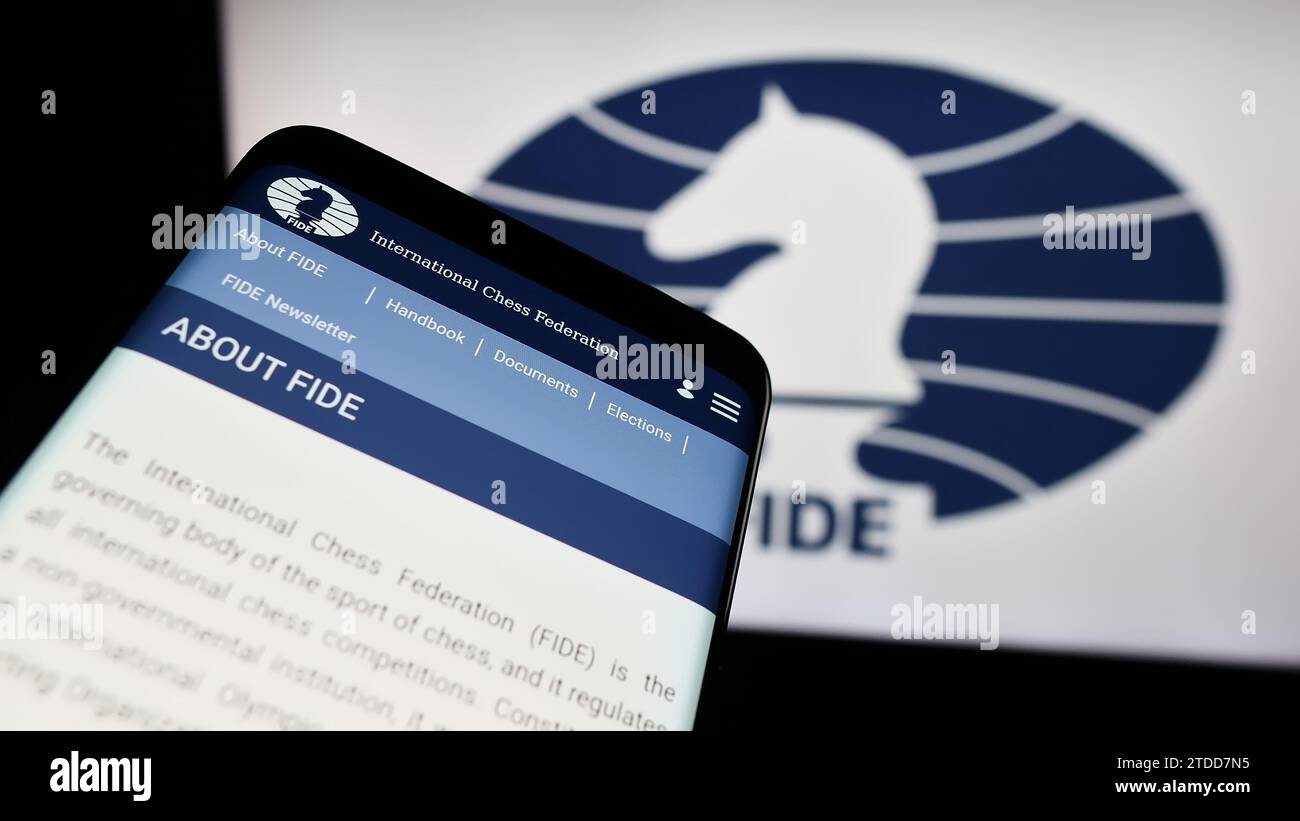Mobile phone with website of organisation International Chess ...