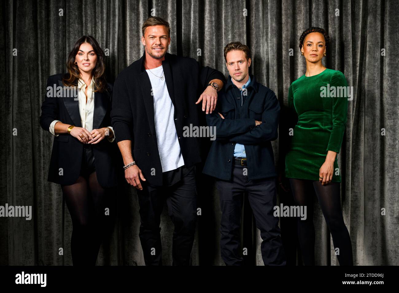 From left, Serinda Swan, Alan Ritchson, Shaun Sipos and Maria Sten pose ...