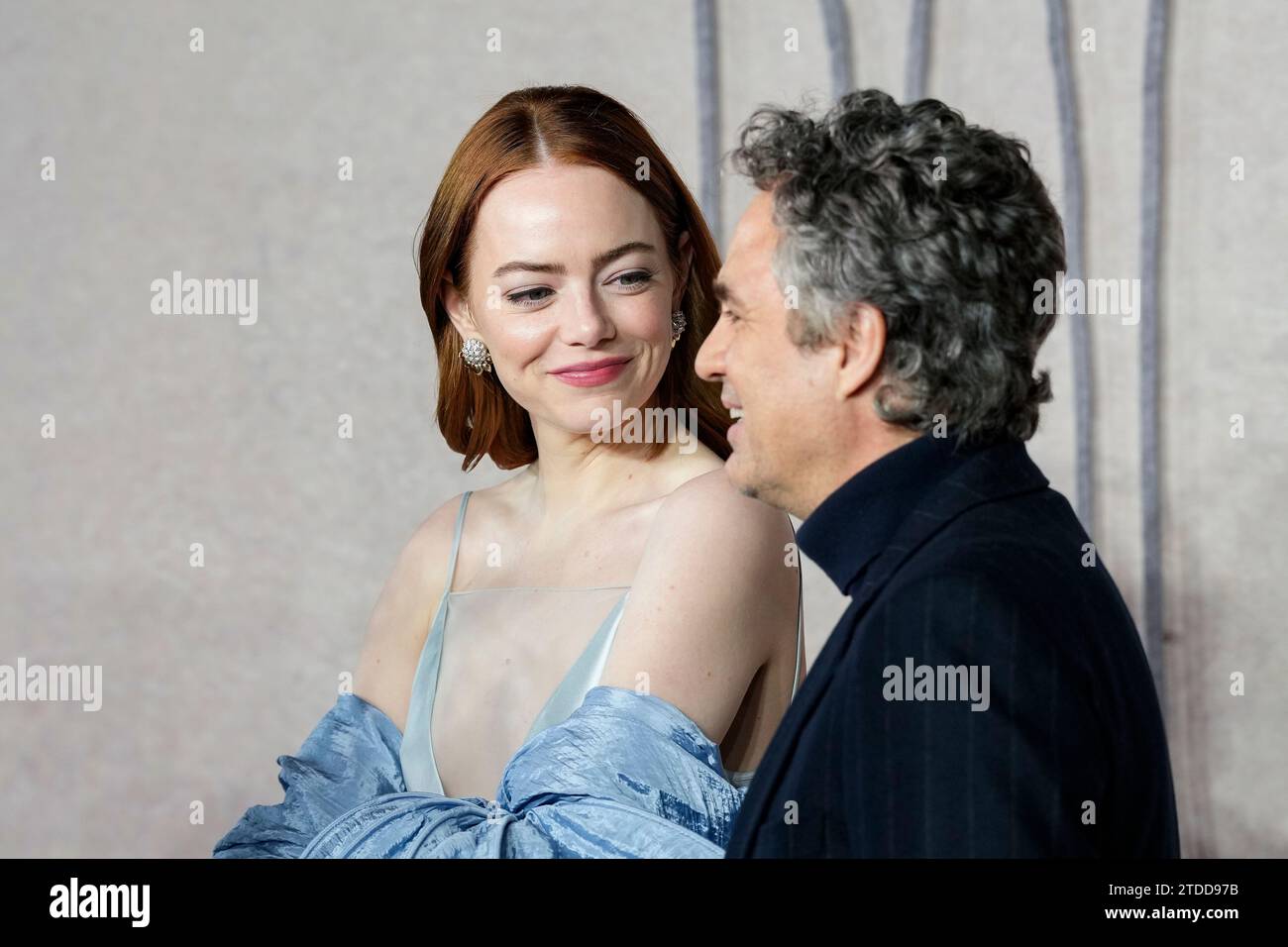 Emma Stone, left, and Mark Ruffalo pose for photographers upon arrival ...
