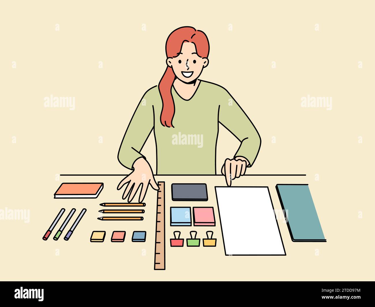 Woman smiles she puts hi-res stock photography and images - Alamy