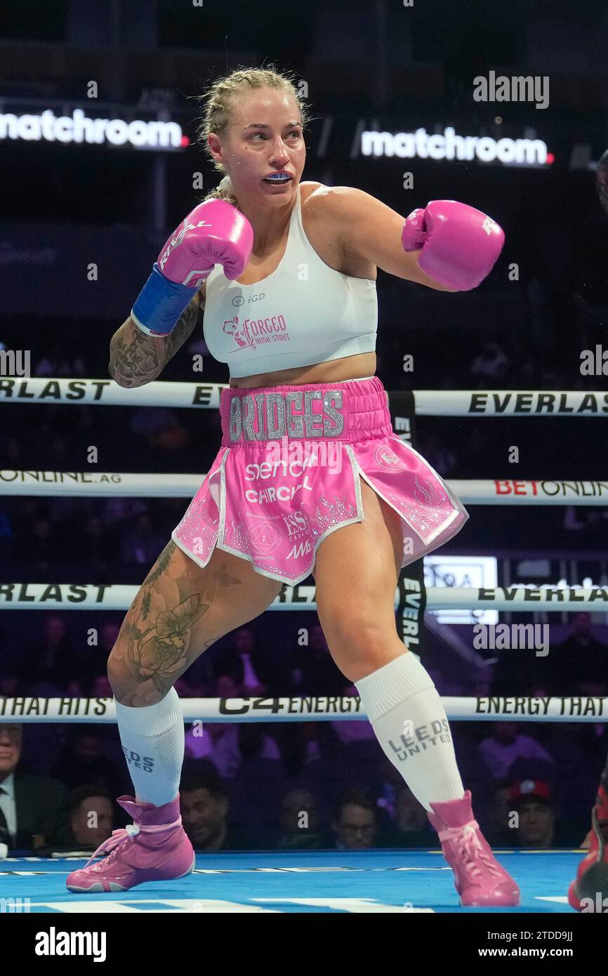 Ebanie Bridges fights Miyo Yoshida during a IBF bantamweight boxing ...