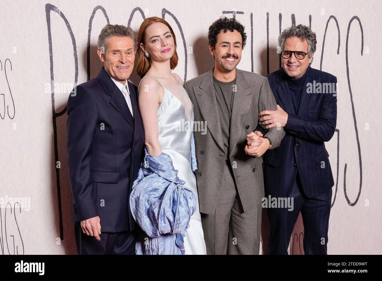 Willem Dafoe, from left, Emma Stone, Ramy Youssef and Mark Ruffalo pose for photographers upon ...