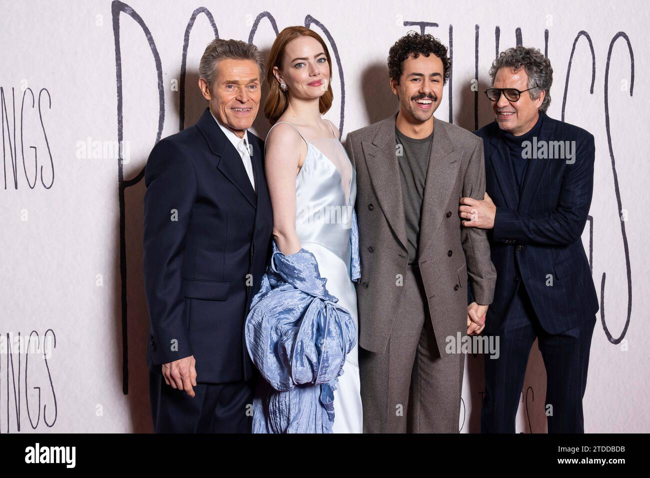 Willem Dafoe, from left, Emma Stone, Ramy Youssef and Mark Ruffalo pose for photographers upon ...