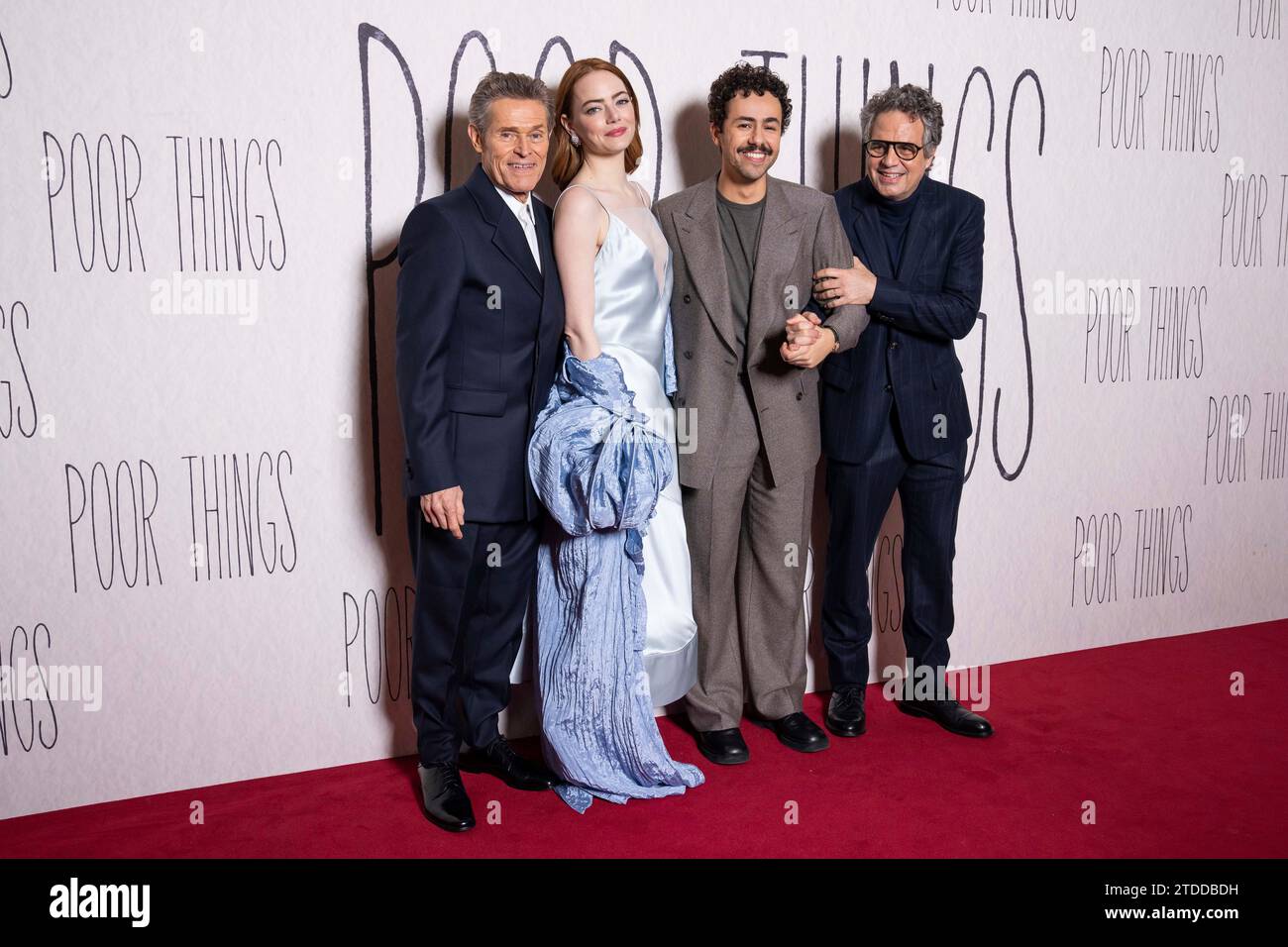 Willem Dafoe, from left, Emma Stone, Ramy Youssef and Mark Ruffalo pose for photographers upon ...