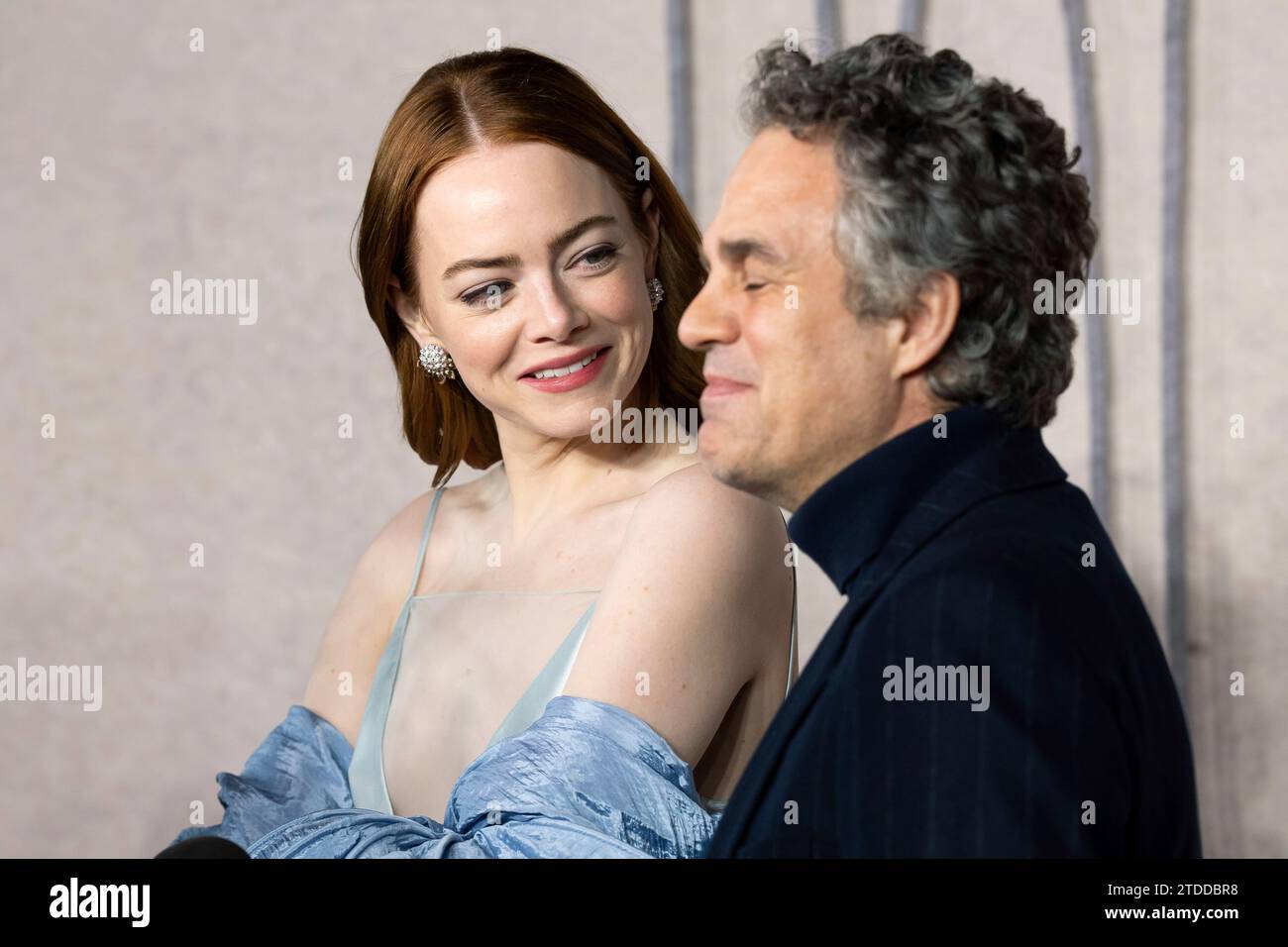 Emma Stone, left, and Mark Ruffalo pose for photographers upon arrival ...