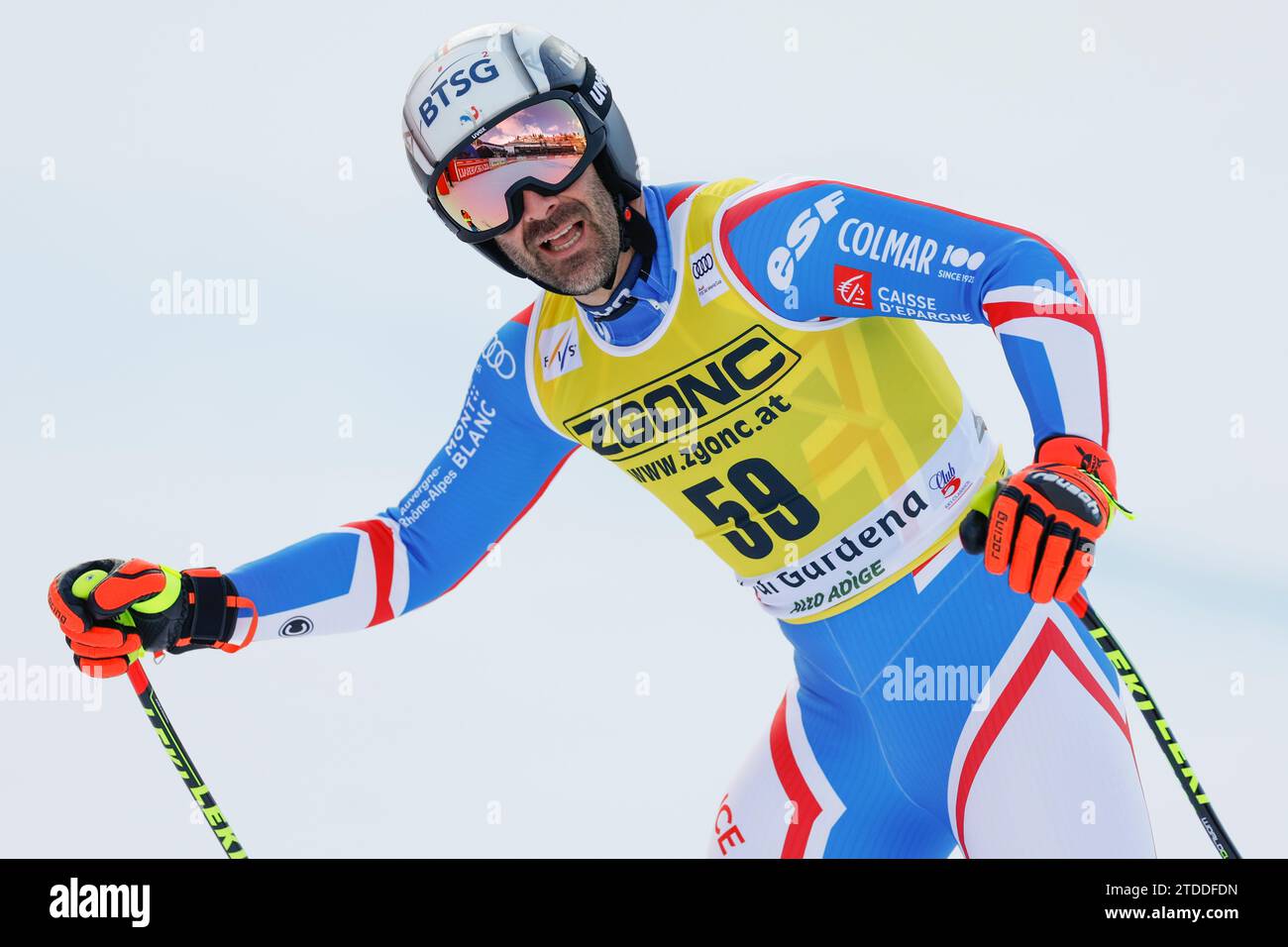 France's Adrien Theaux gets to the finish area after completing an ...